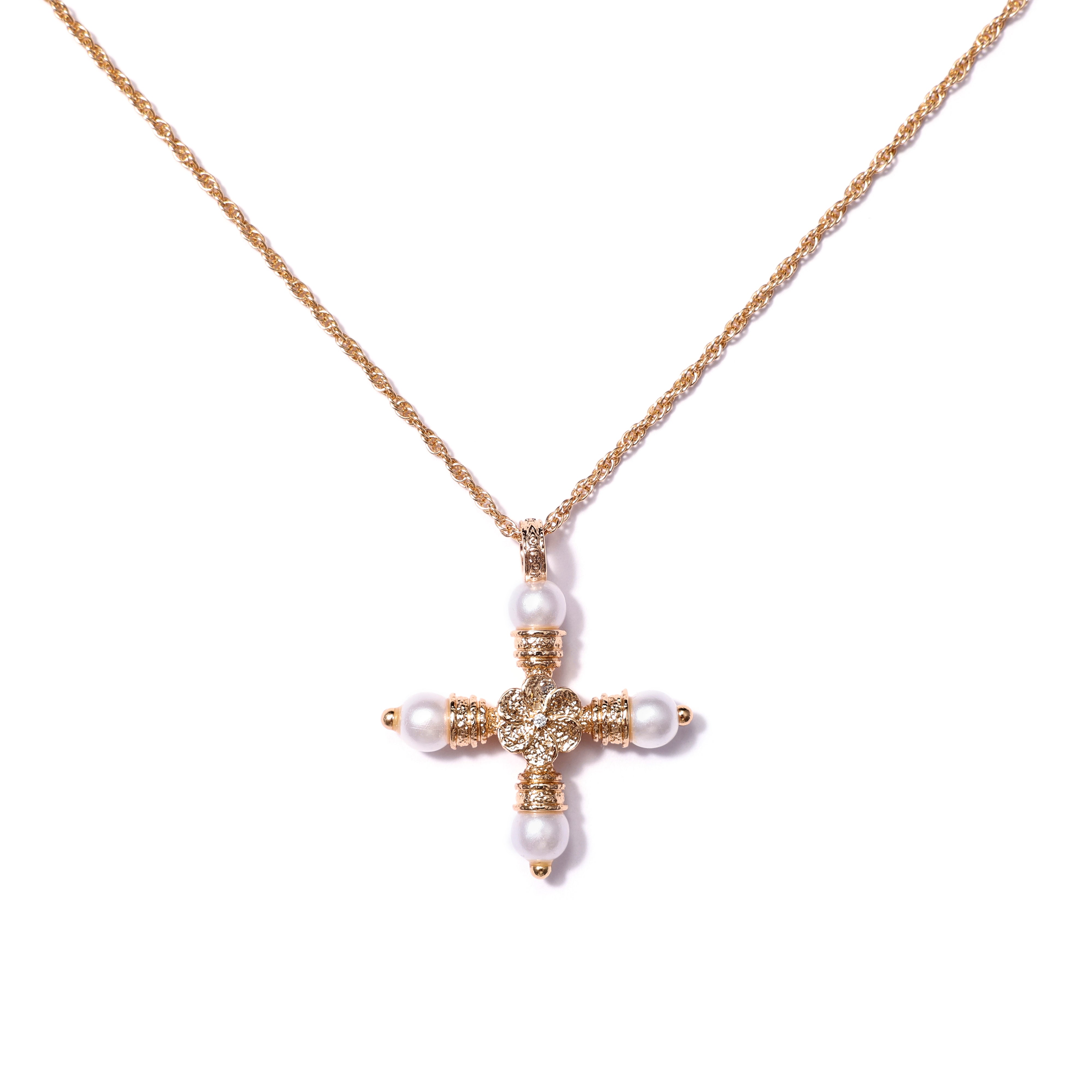 Sunbeam Crosslet Necklace in Pearl – shopsnackbreak